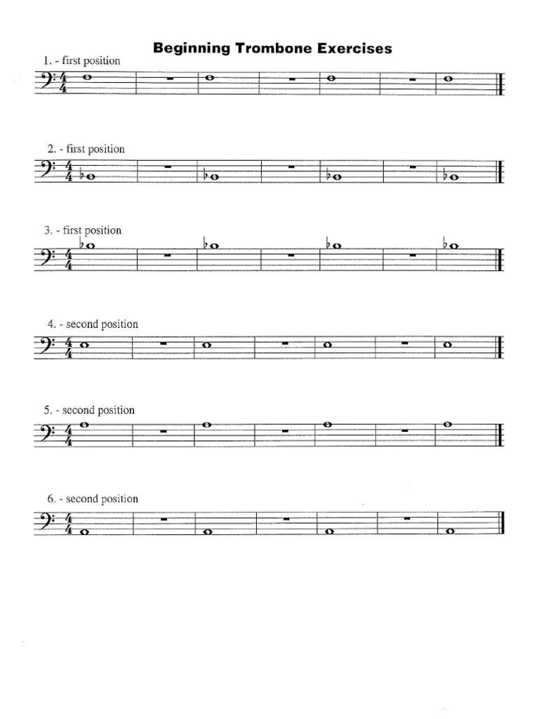 Beginning-Exercises For Trombone | PDF