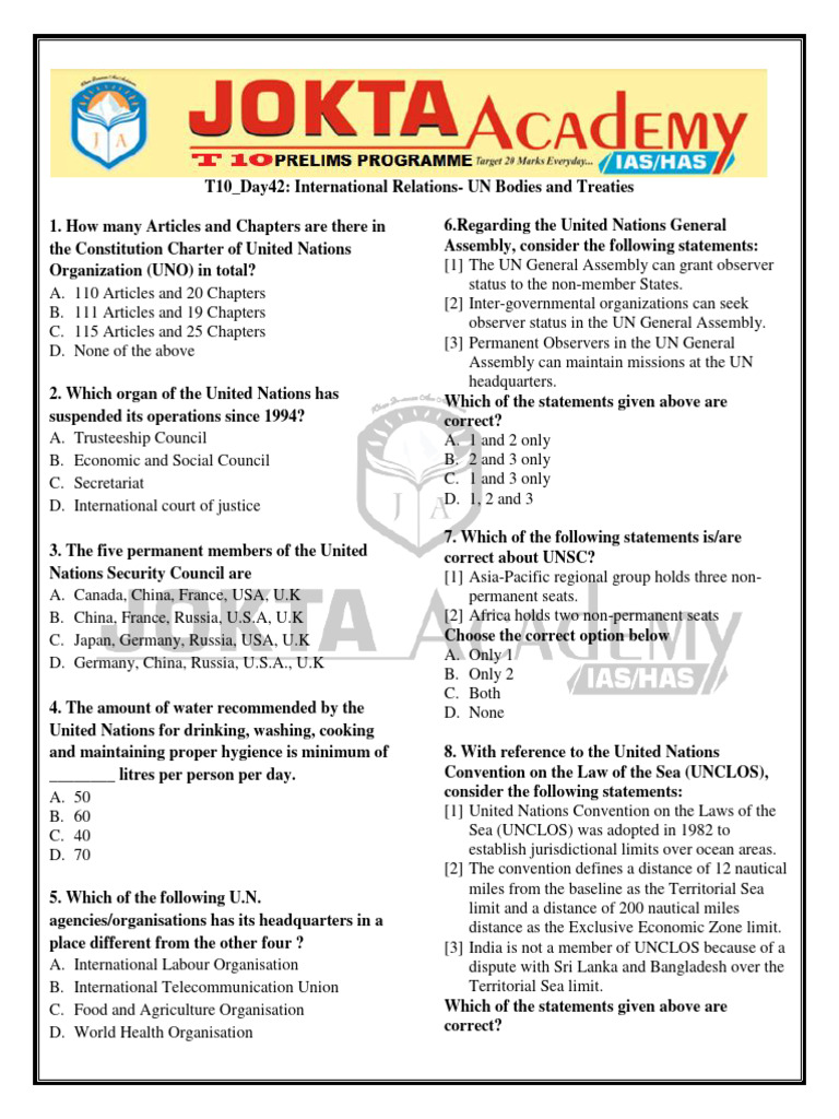 T10 MCQs IR Compilation | PDF | United Nations | International Relations