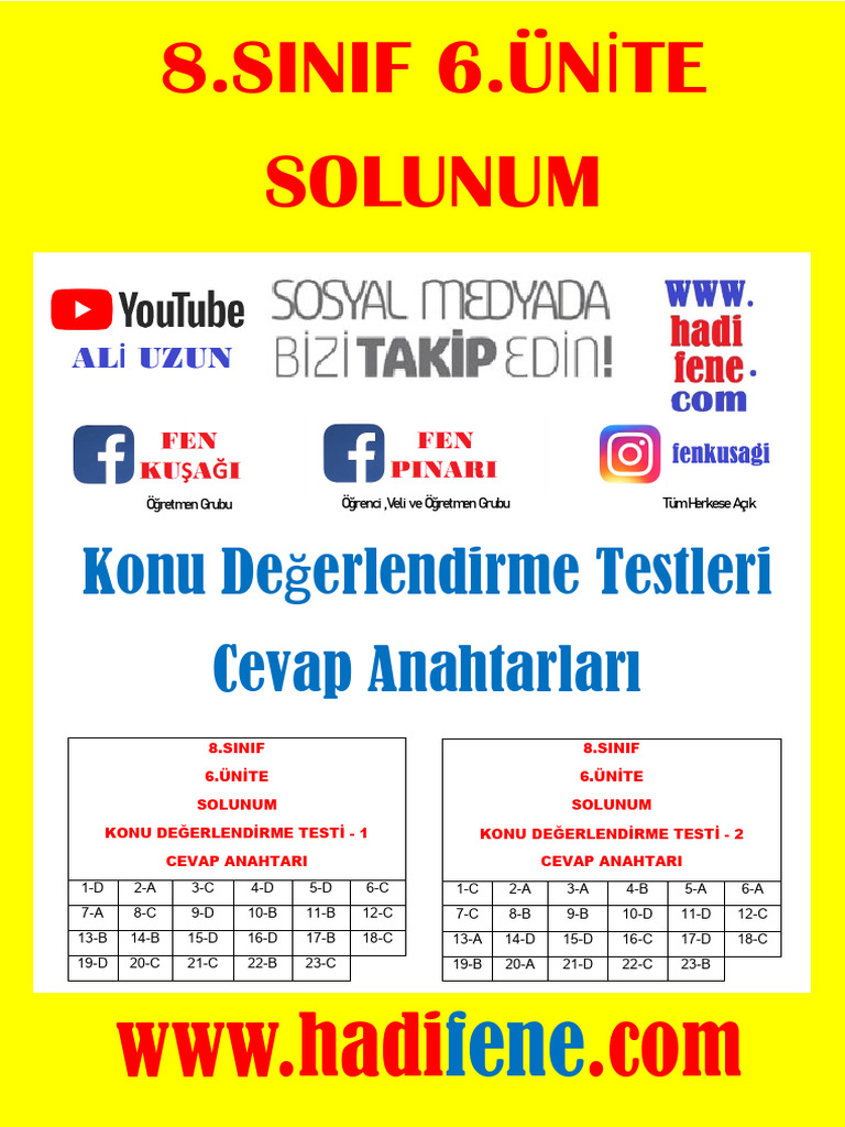 Oksijenli Ve Oksijensiz Solunum KDT 1-2 Cevap Anahtari 23516 | PDF