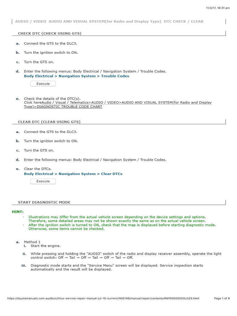 Audio and Visual System (For Radio and Display Type) DTC Check - Clear | PDF | Menu (Computing ...