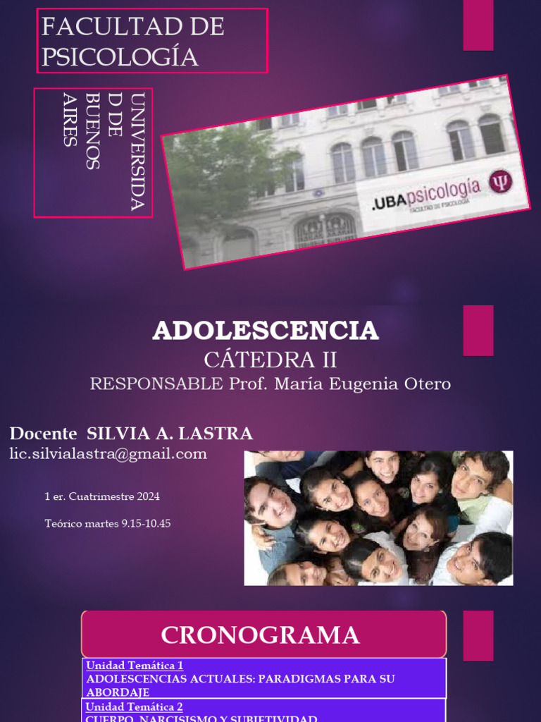 2024-1er. Cuatrimestre-Cuerpo, Narcisismo y Subjetividad-Clase 2 | PDF | Psicoanálisis | Jacques ...