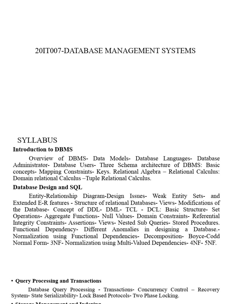 20it007 Database Management Systems Pdf Relational Database Relational Model