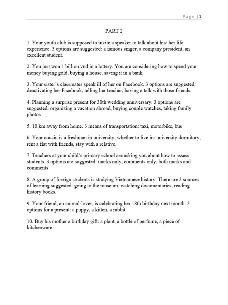 Speaking Part 2 | PDF