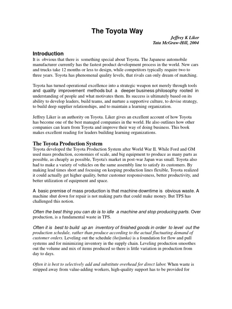 Toyota Production System | PDF | Toyota | Operations Management