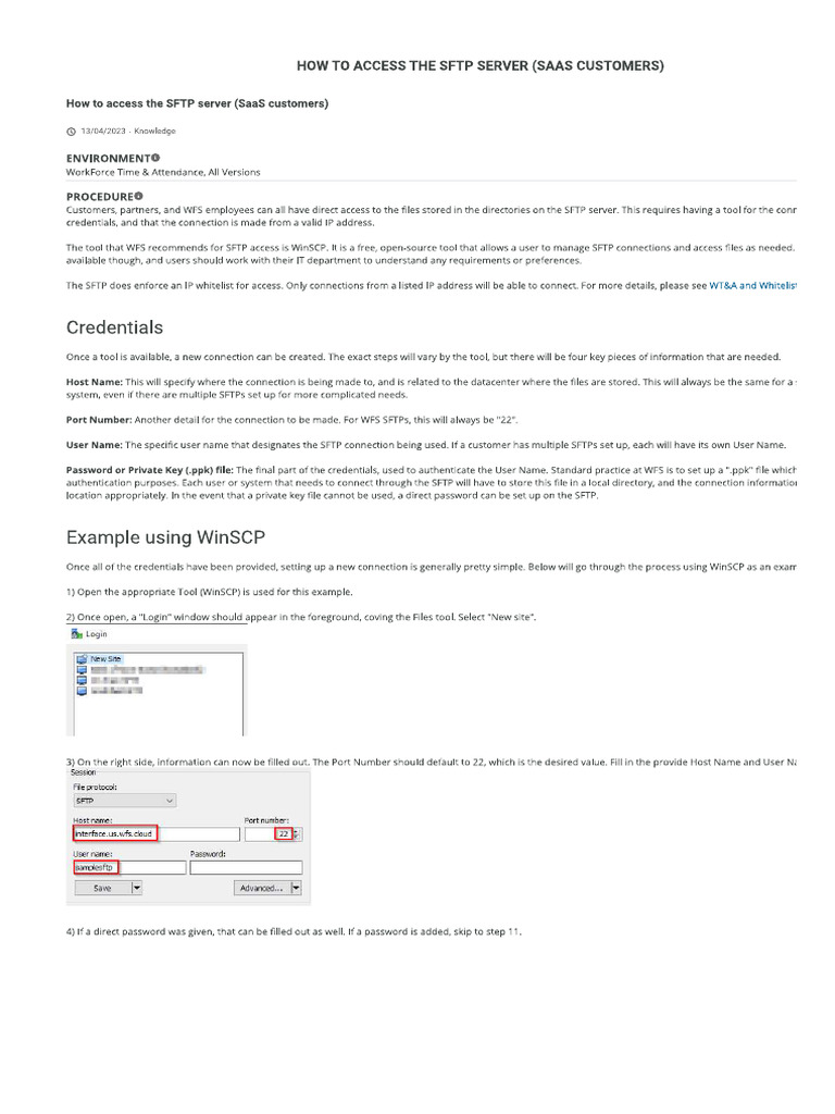 How To Access The SFTP Server (Saas Customers) | PDF