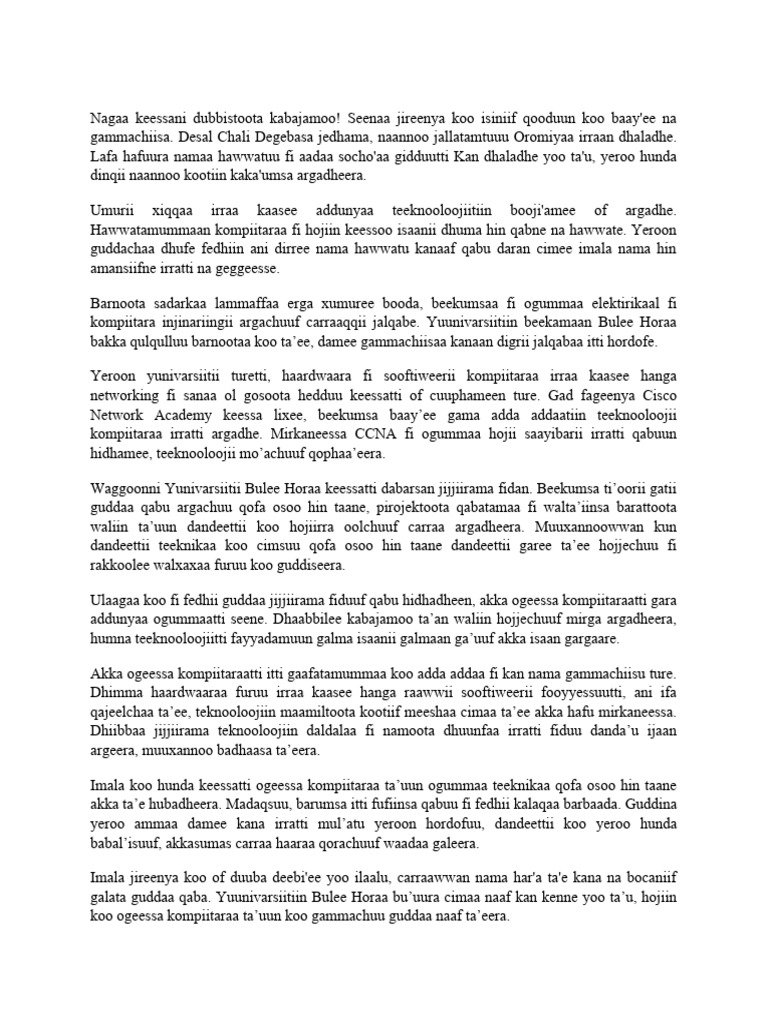 Seenaa Jireenya Koo | PDF