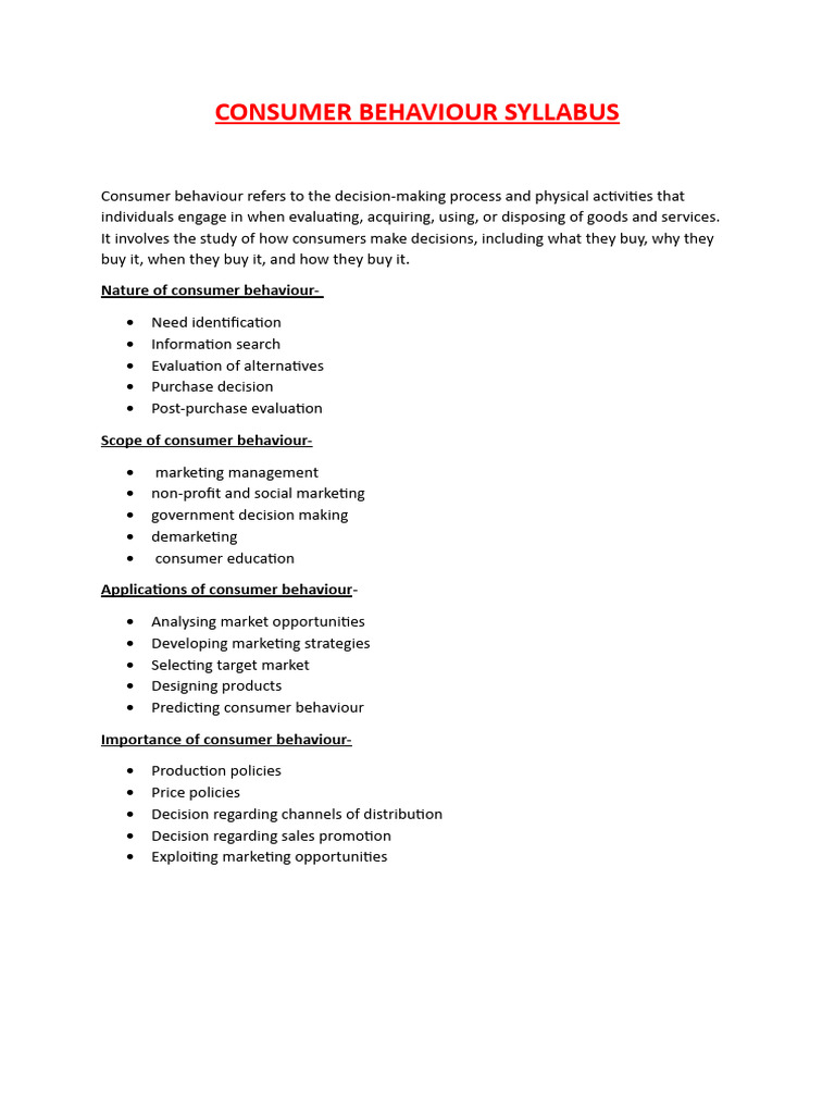 Consumer Behaviour Syllabus Overview | PDF | Classical Conditioning ...