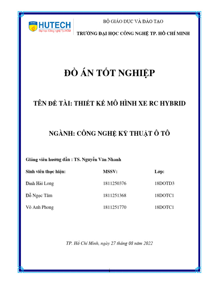 (123doc) Thiet Ke Mo Hinh Xe RC Hybrid | PDF