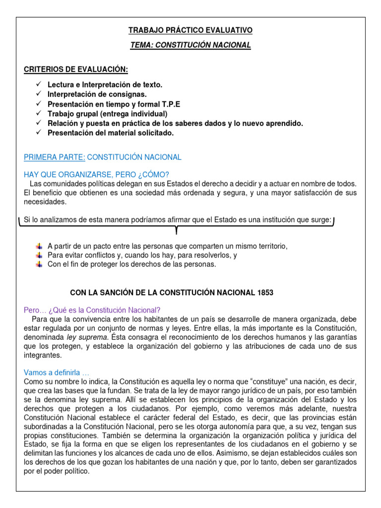 Trabajo Práctico Constitución Nacional | Descargar gratis PDF ...