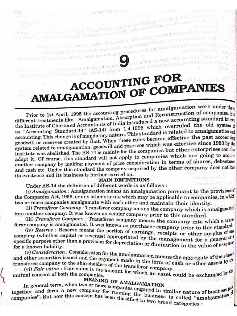 Accounting For Amalgamation and Reconstitution of Companies | PDF