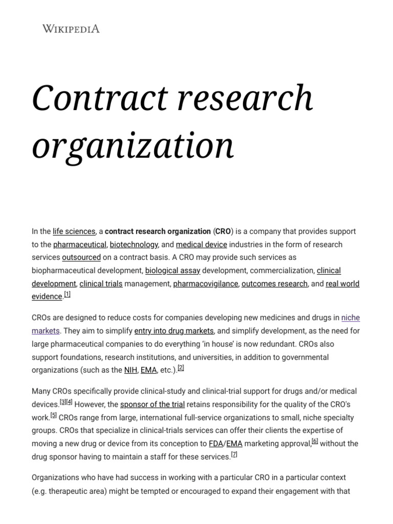 Overview of Contract Research Organizations | PDF | Medicinal Chemistry ...