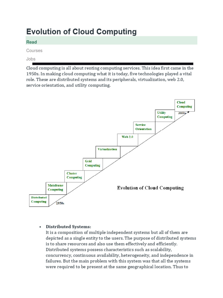 Evolution of Cloud Computing - Unit 1 | Download Free PDF | Cloud ...