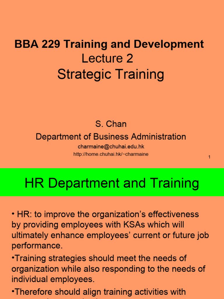 BBA 229 Training and Development | PDF | Strategic Management | Learning