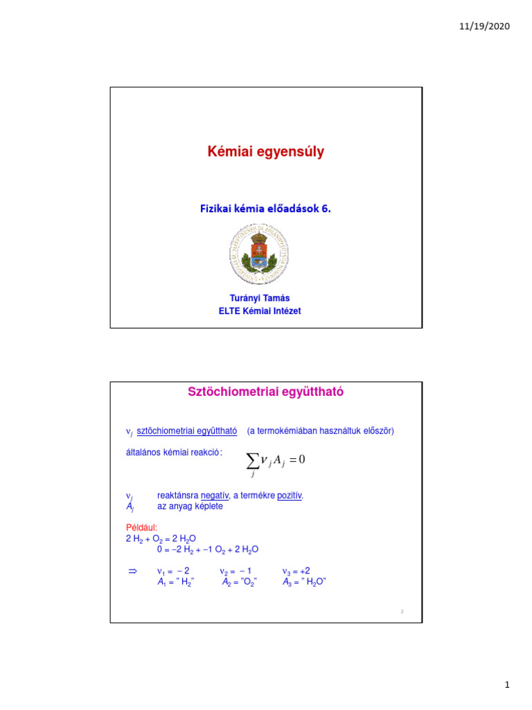 TT6 Kemiai Egyensuly | PDF