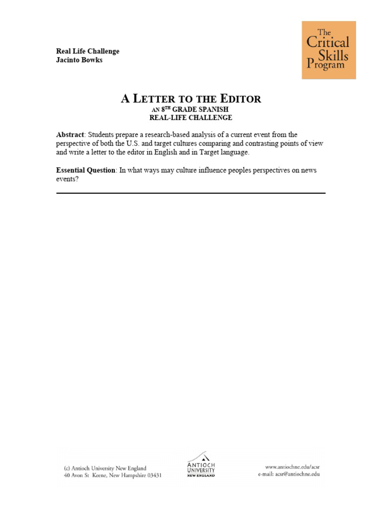 ChallengeBank Spanish Letter | PDF | Proofreading | Second Language