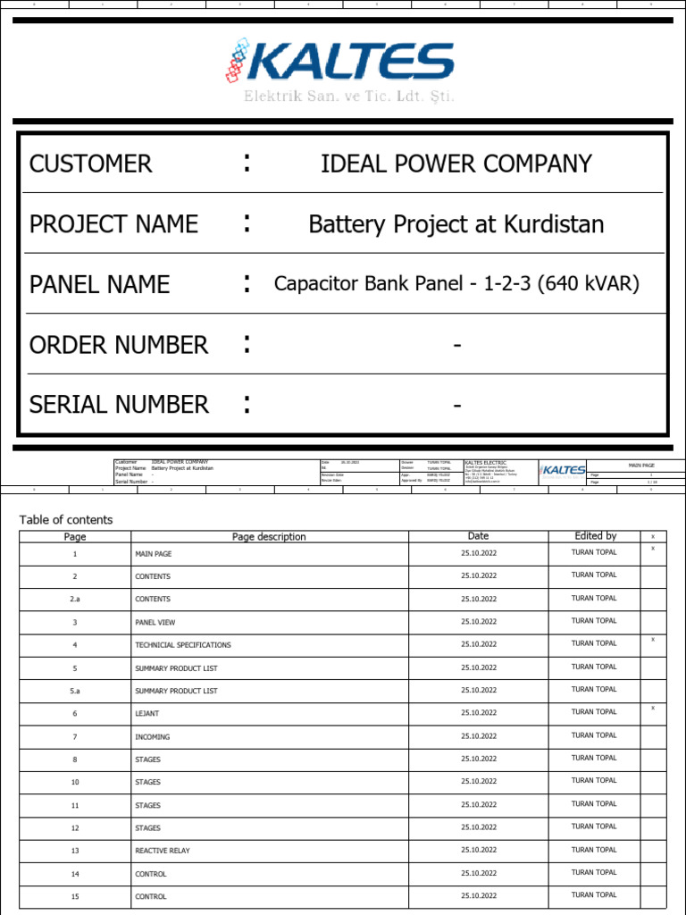 Capacitor Bank Panel - 1-2-3 (640 kVAR) | PDF | Power (Physics ...