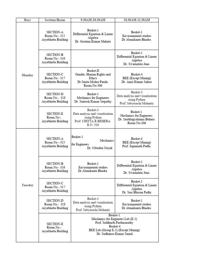 Timetable SOET 2023-Batch Ver-3 Cutm.... | PDF | Equations | Engineering