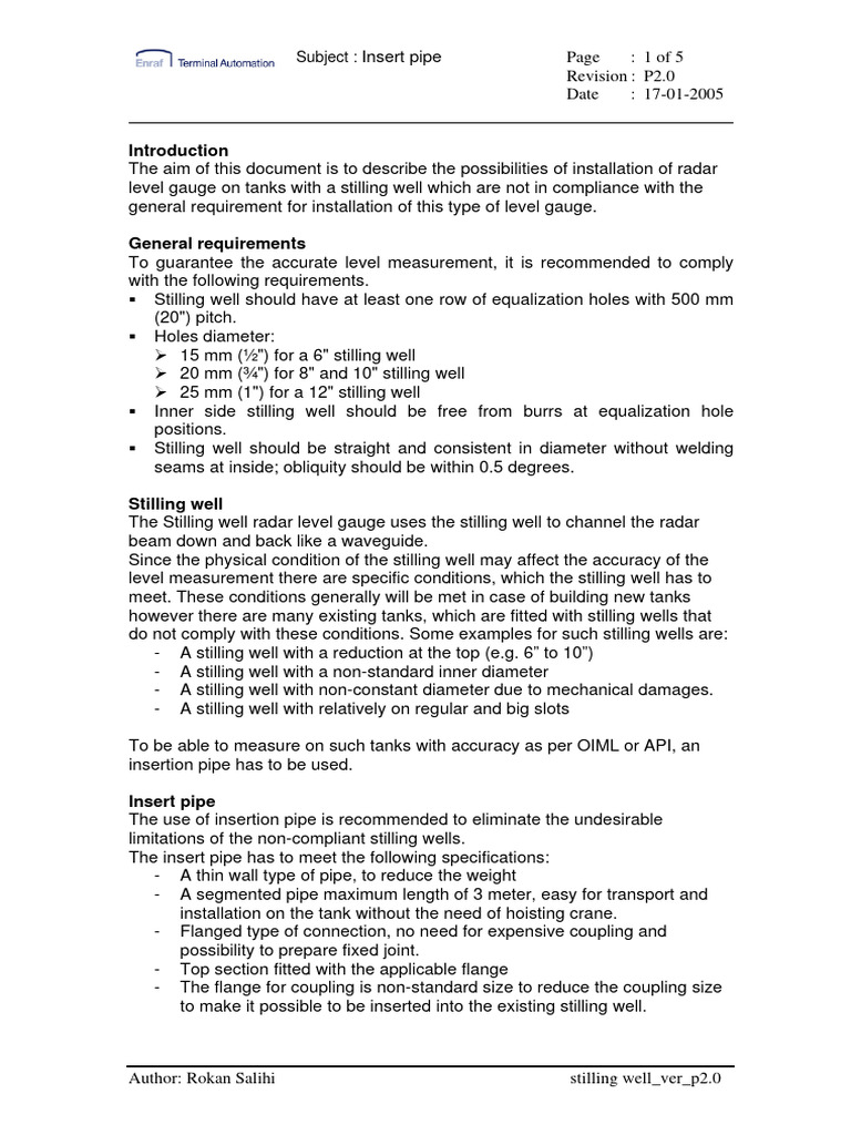 Enraf Insertion Stilling Wells-2 - 240426 - 122200 | PDF | Pipe (Fluid ...