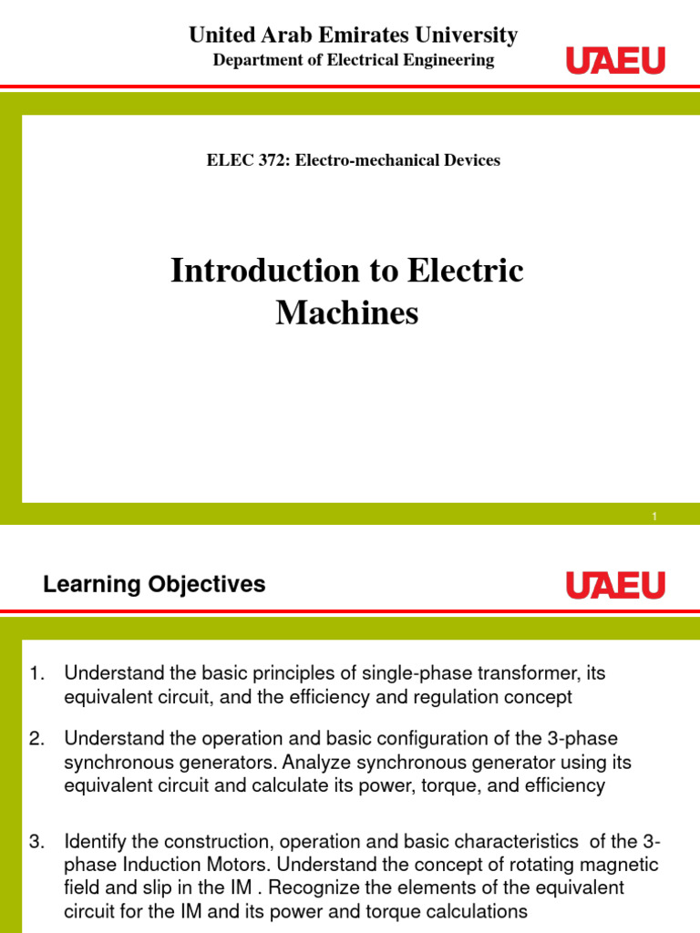 Introduction To Electric Machines | PDF | Transformer | Electric Motor