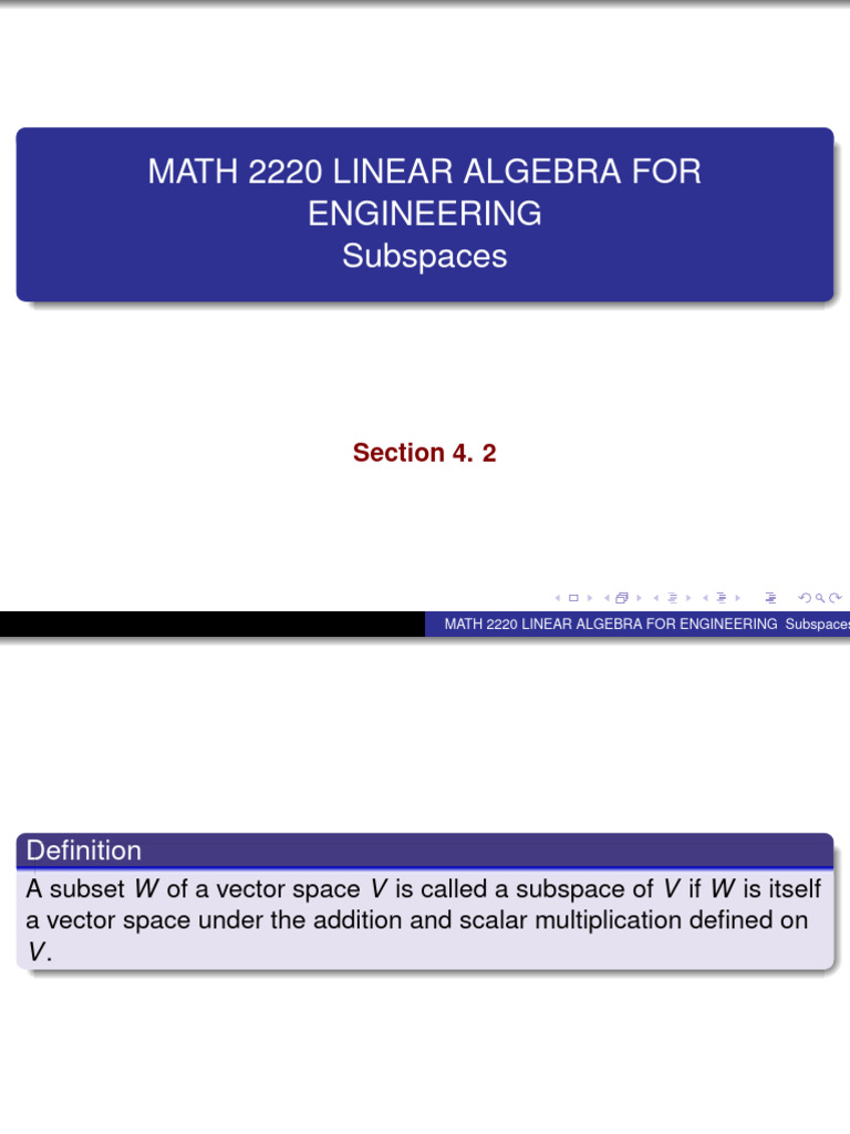 Section 4.2 | PDF | Linear Subspace | Vector Space