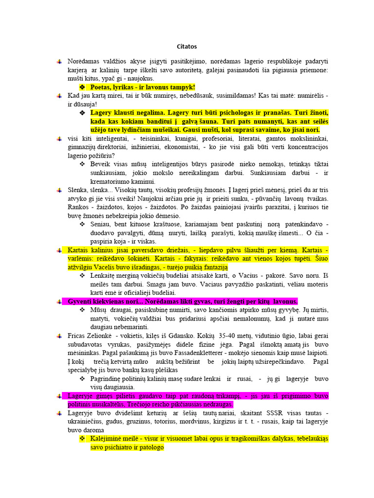 Balio Sruogos "Dievų Miškas" Citatos Ir Konspektai | PDF