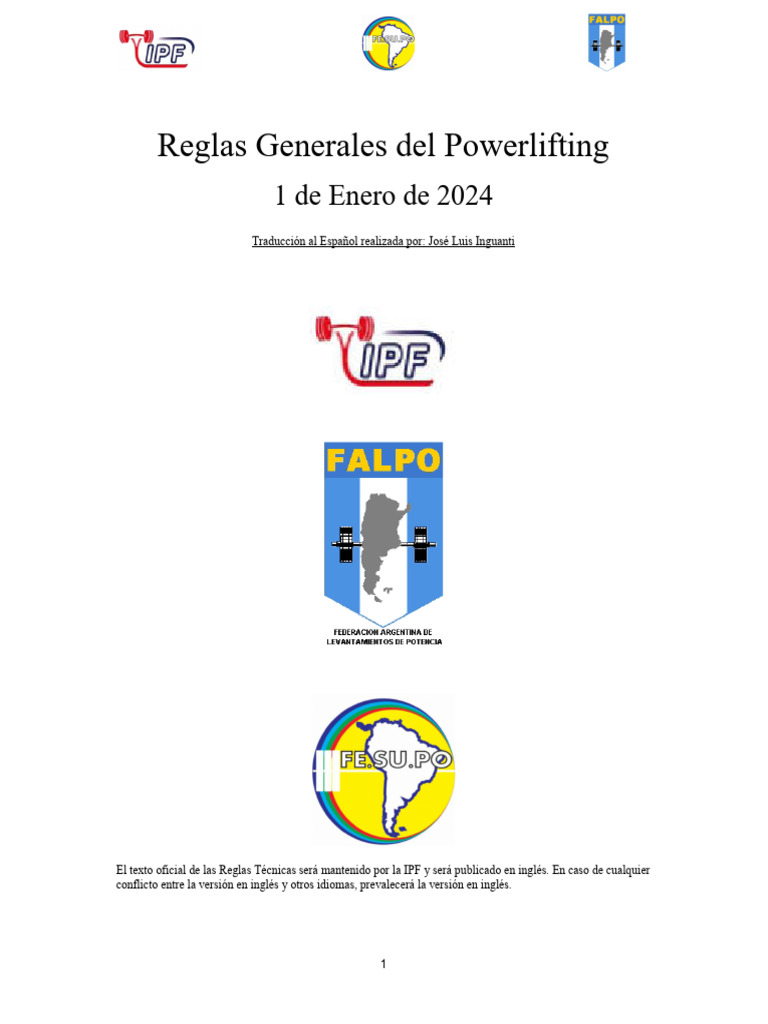 Reglas Esp 2024 | PDF | Entrenamiento con pesas