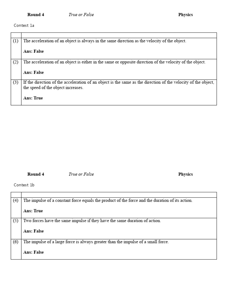 Prelims Round 4N - Physics | Download Free PDF | Velocity | Force