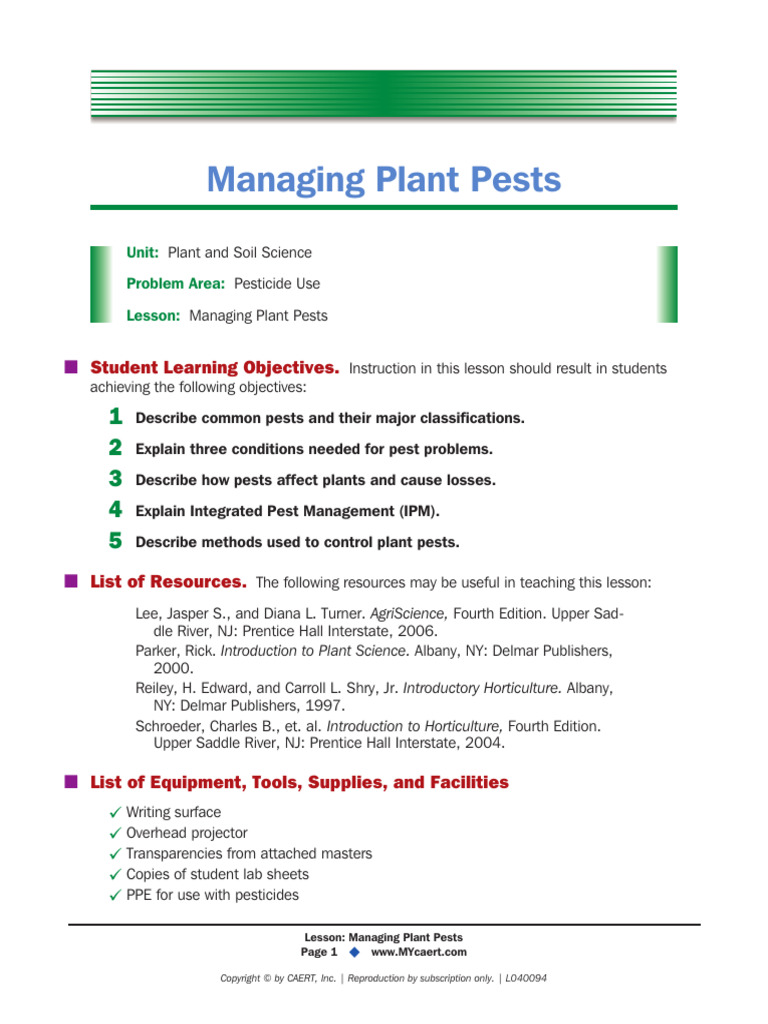 Managing Plant Pests | Download Free PDF | Pest (Organism) | Pest Control