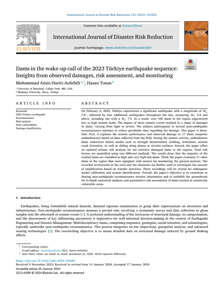 Turkey 2023 EQ - Dam Performance | PDF | Earthquakes | Dam