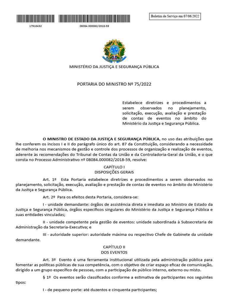 Referencia de Portaria para Processos de Organização e Realização de ...