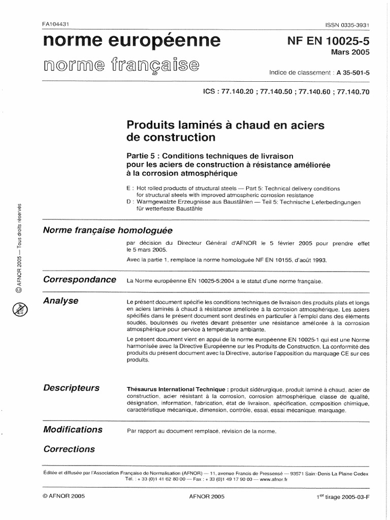 NF en 10025-5 - 2005 | PDF