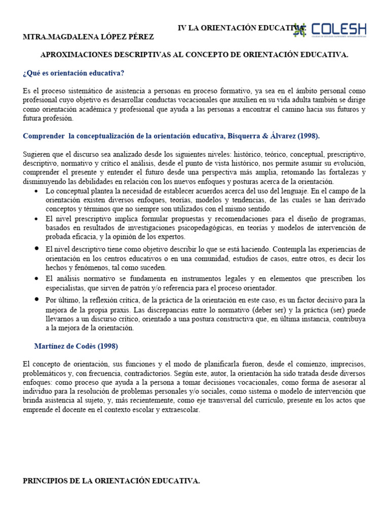 IV ORIENTACIÓN EDUCATIVA | PDF | Teoría | Maestros