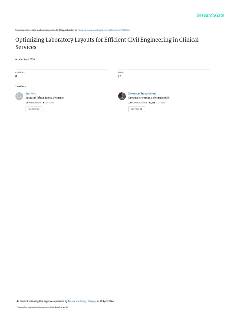 Optimizing Laboratory Layoutsfor Efficient Civil Engineeringin Clinical Services | PDF ...