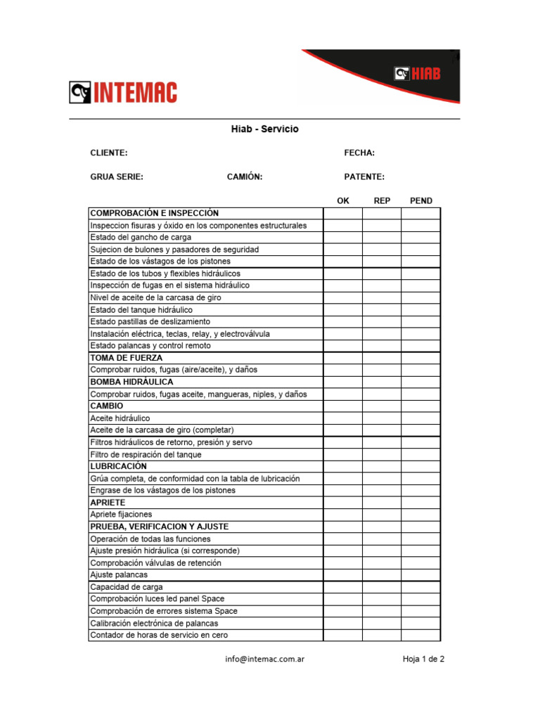 Check List Hiab | PDF