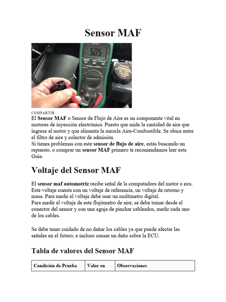 Sensor MAF | PDF | Sensor | Medición de flujo