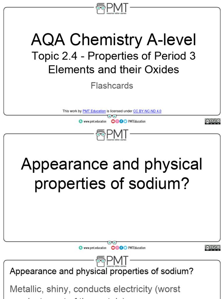 Flashcards - Topic 2.4 Properties of Period 3 Elements and Their Oxides ...