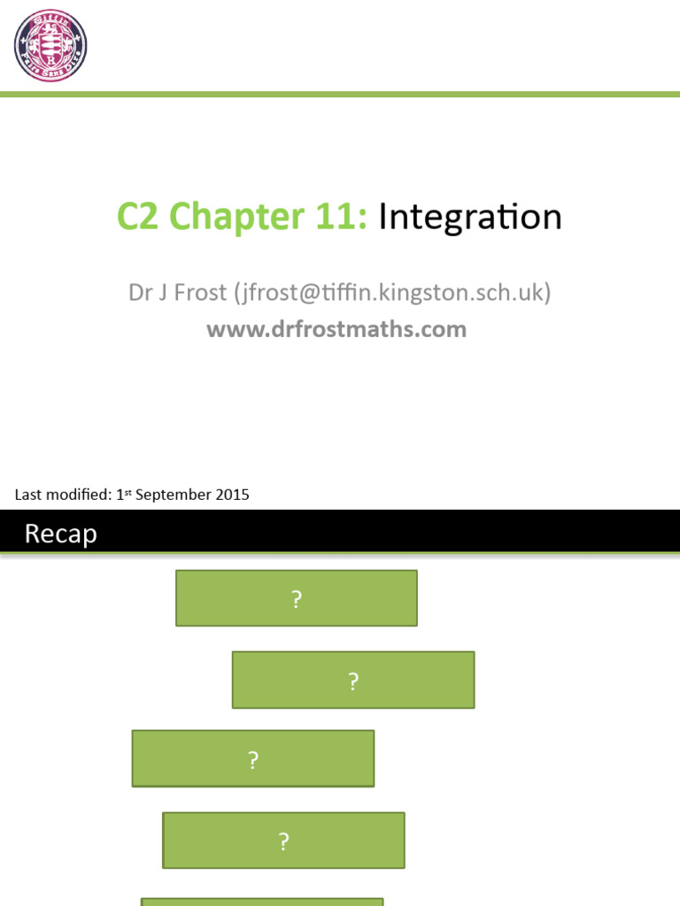 C2 Chp11 Integration Slides | PDF | Integral | Area