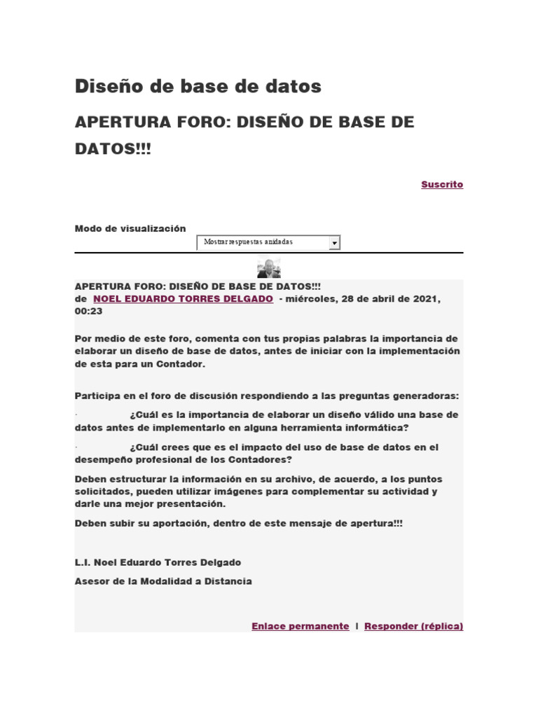 Diseño de Base de Datos | PDF | Bases de datos | Información
