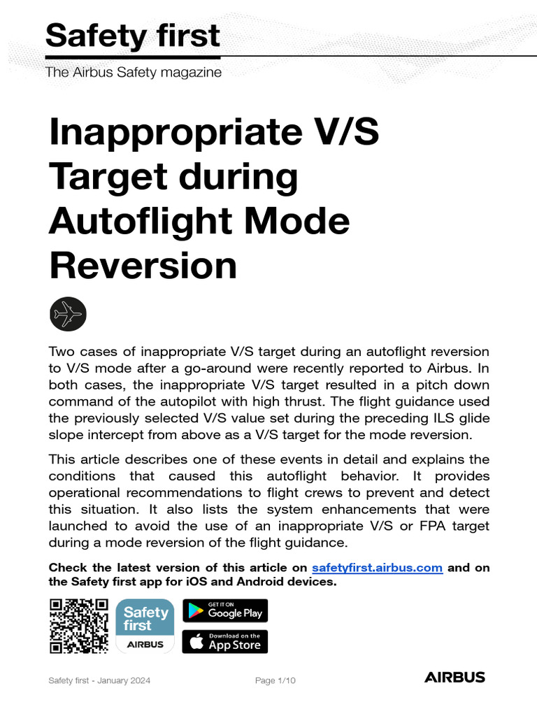 Inappropriate V S Target During Autoflight Mode Reversion | PDF ...