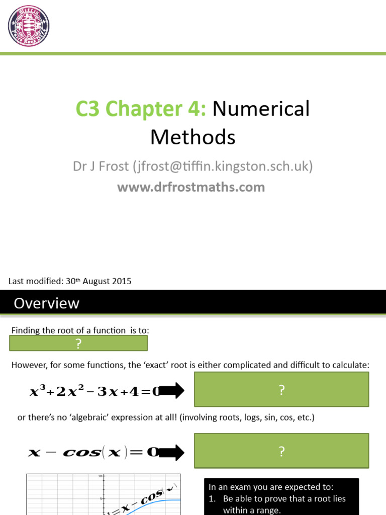 C3 Chp4 NumericalMethods | PDF | Zero Of A Function | Numerical Analysis