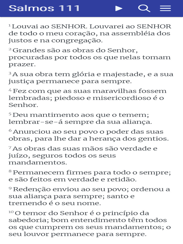 Salmos 111 - ACF - Almeida Corrigida Fiel - Bíblia Online | PDF