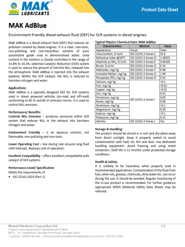 Mak Adblue | PDF | Chemical Substances | Chemistry