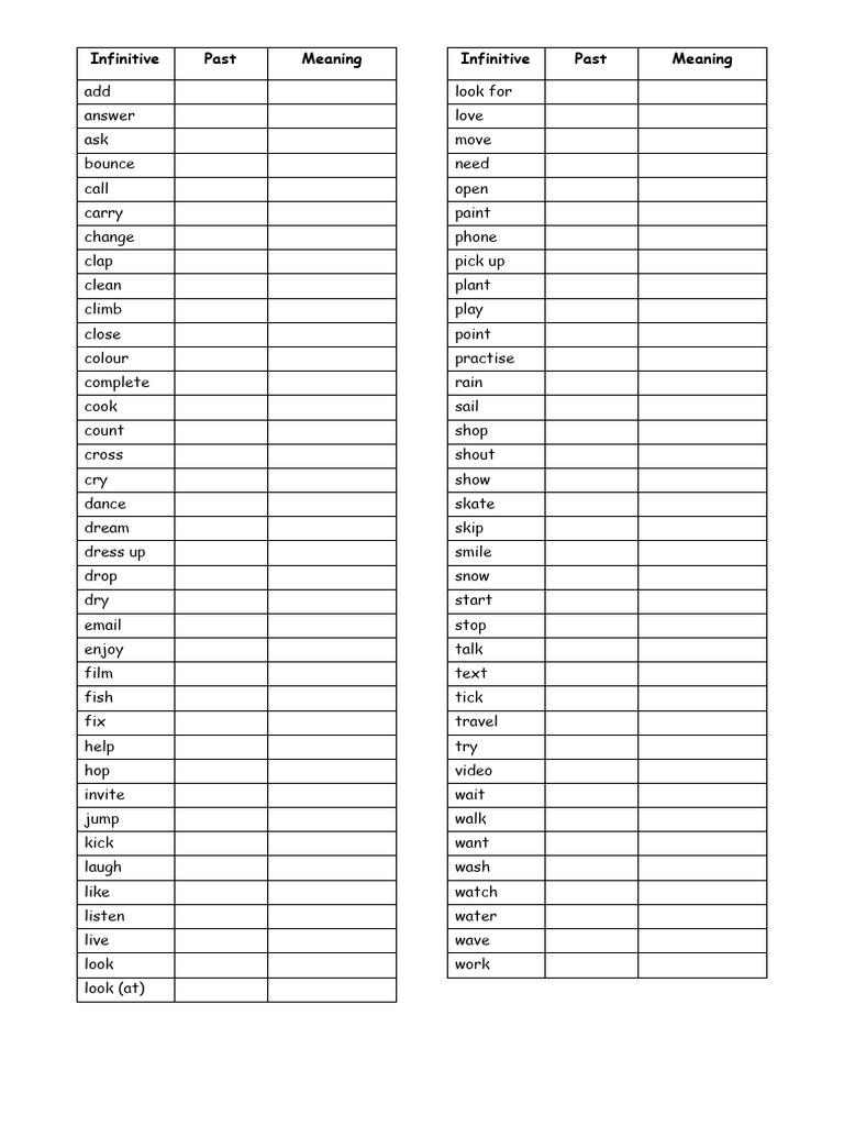 Starters-Movers Regular Verbs | PDF