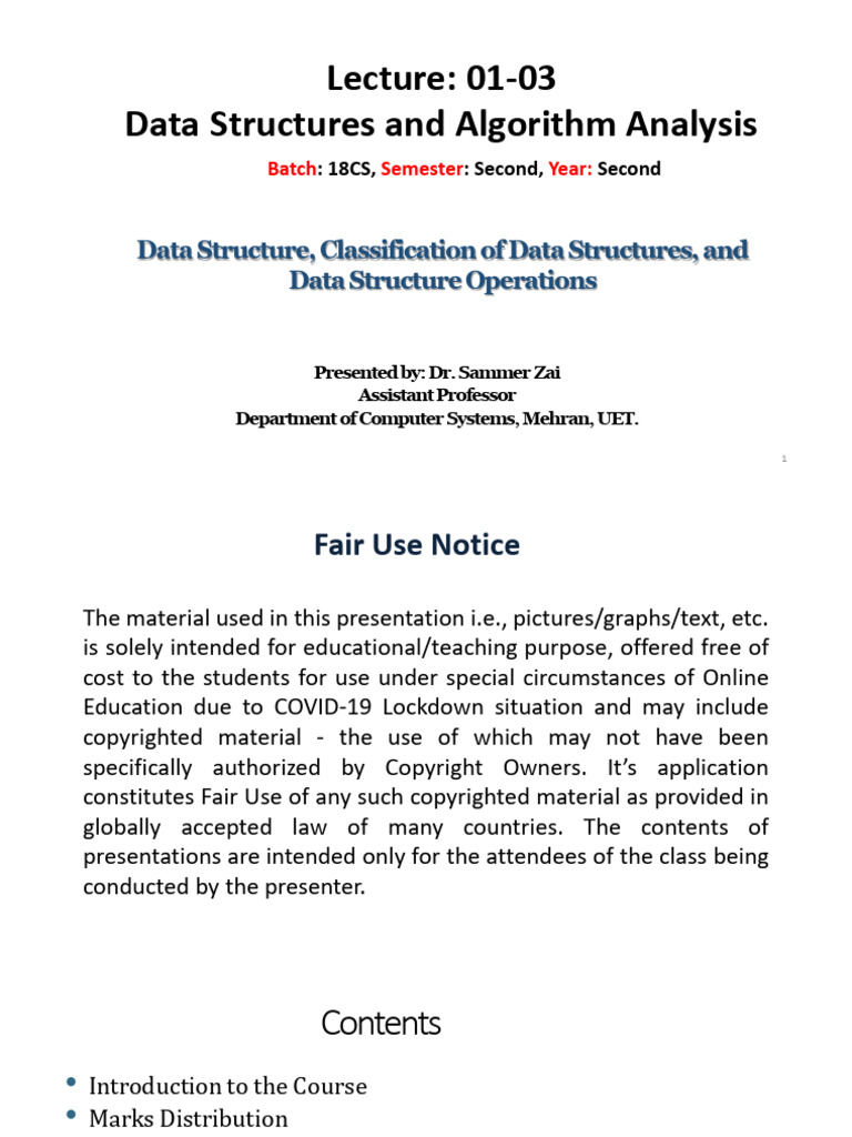 Lecture 01 03 Data Structures Types And Operations 1 Pdf Pointer Computer Programming
