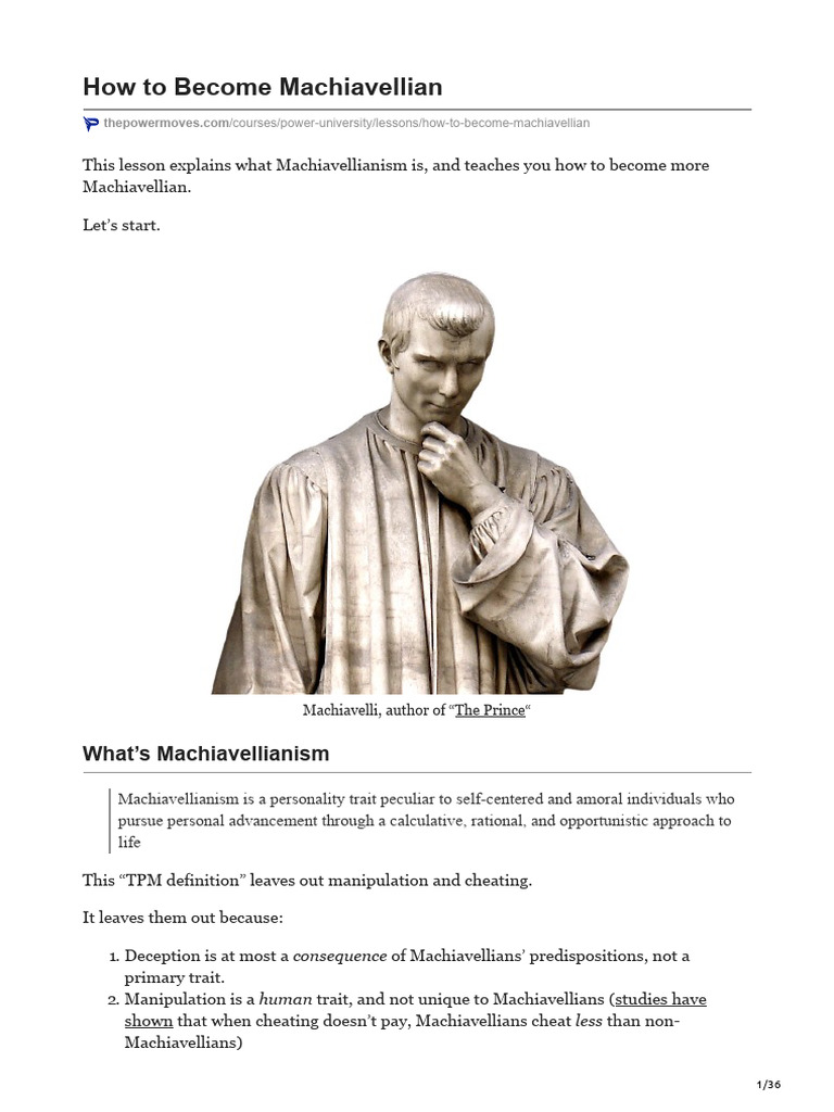 3.how To Become Machiavellian | PDF | Psychopathy | Narcissism