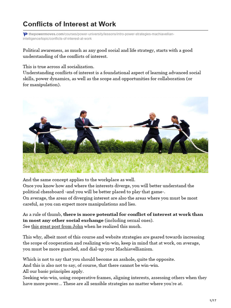 1.conflicts of Interest at Work | PDF | Motivation | Motivational