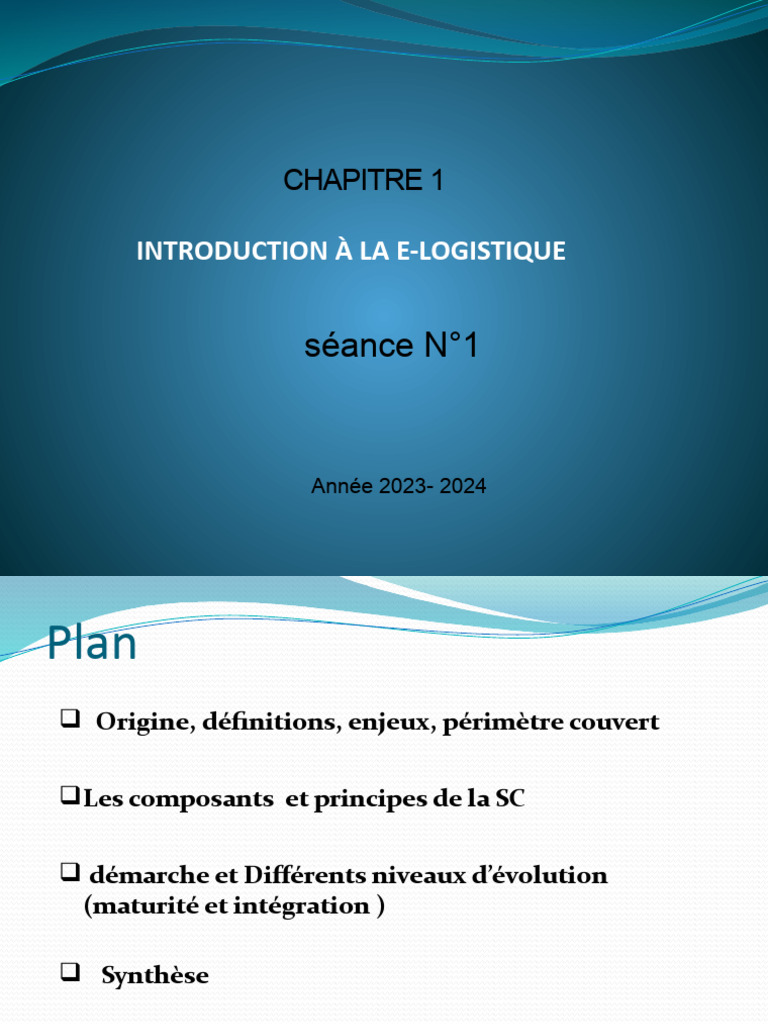 Introduction À La e - Logistique | PDF | Logistique | Gestion de la chaîne logistique