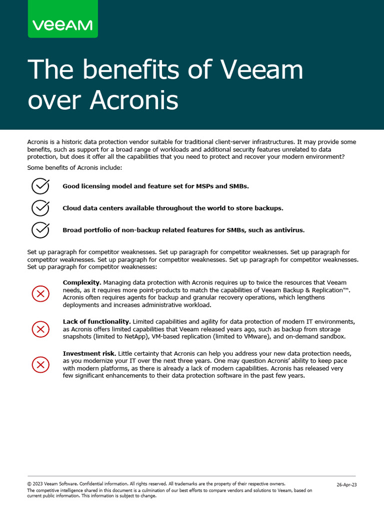 The Benefits Of Veeam Over Acronis Pdf Backup Cloud Computing