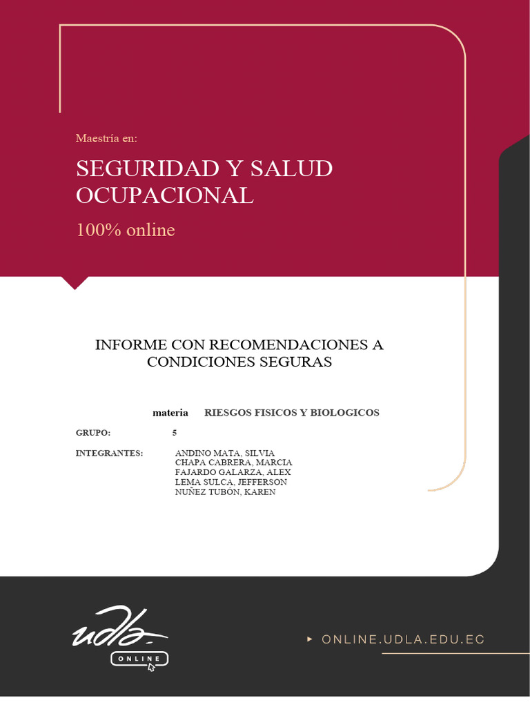 Informe Con Recomendaciones A Condiciones Seguras | PDF | Seguridad y ...