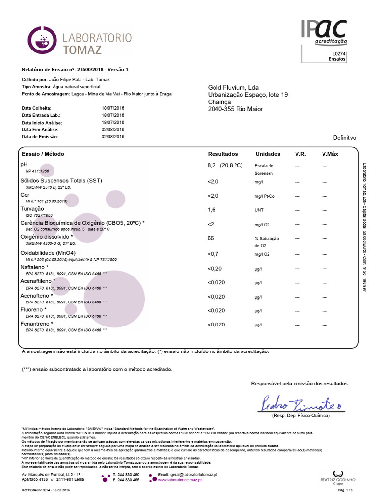 RELATORIO DE MONITORIZACAO 2016 - Laboratorios | PDF
